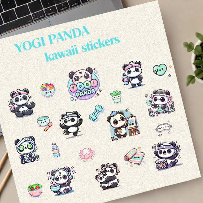 Pegatinas Kawaii de Panda – Pegatinas para agenda de Osito Yoga (PDF y ...
