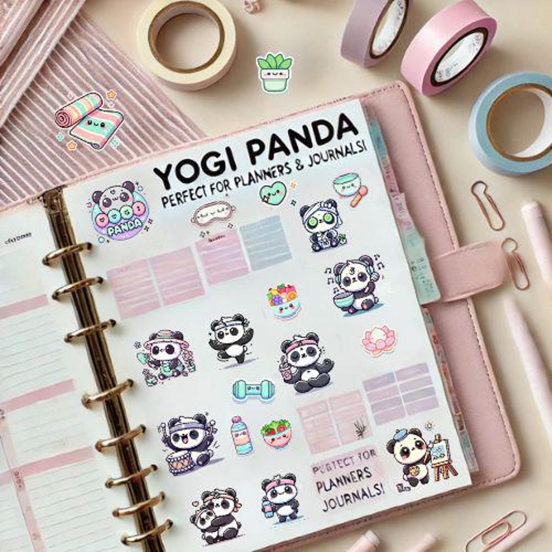 Pegatinas Kawaii de Panda – Pegatinas para agenda de Osito Yoga (PDF y ...