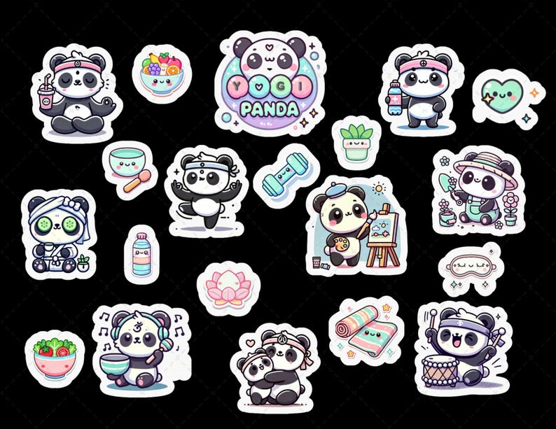 Pegatinas Kawaii de Panda – Pegatinas para agenda de Osito Yoga (PDF y ...