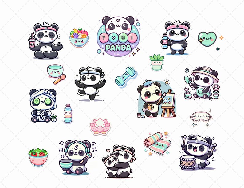 Pegatinas Kawaii de Panda – Pegatinas para agenda de Osito Yoga (PDF y ...