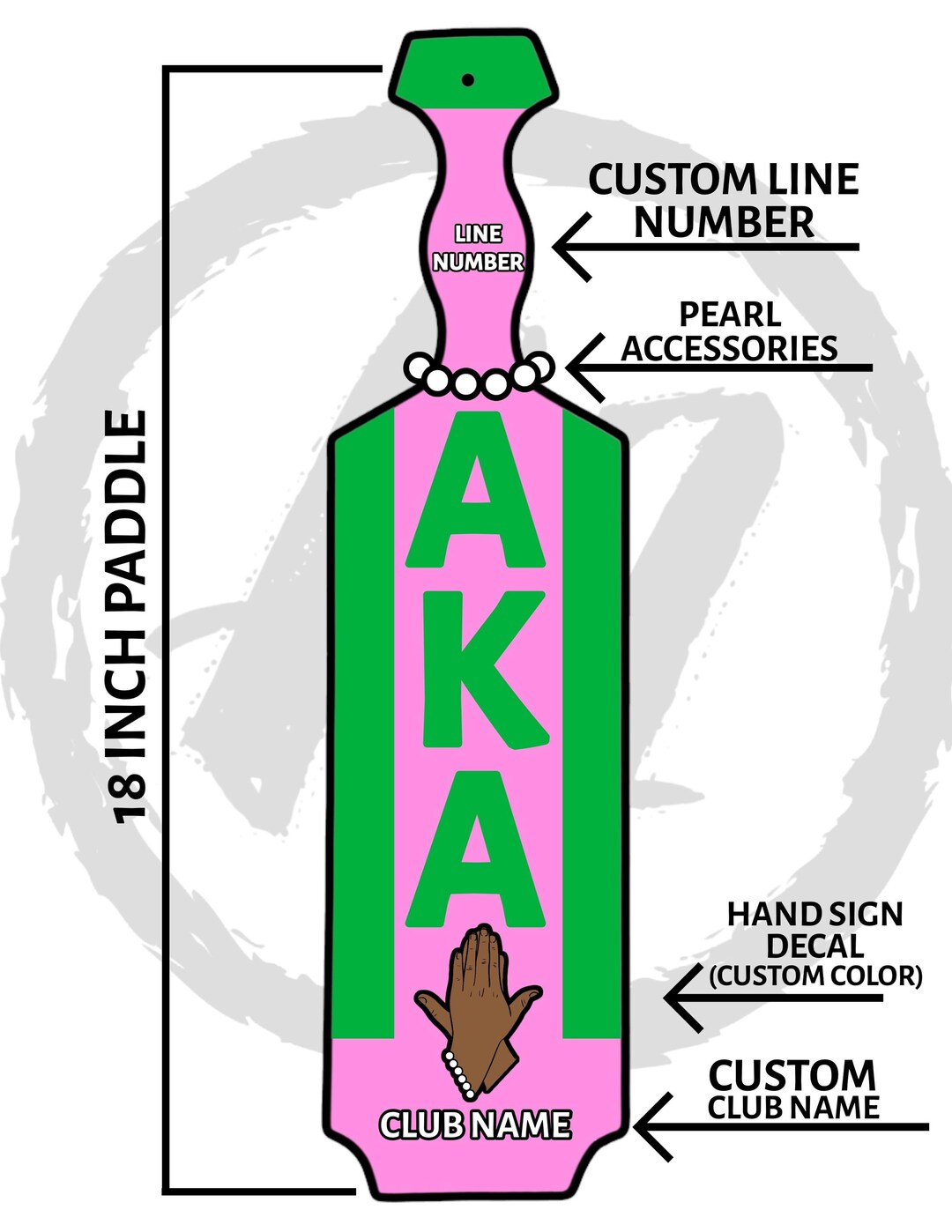 Alpha Kappa Alpha 18 Inch Custom CLUB Number Wooden Paddle - Etsy