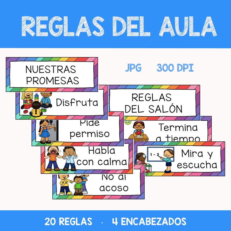 20 Printable Classroom Rules Posters in Spanish | Visual Signs Room ...
