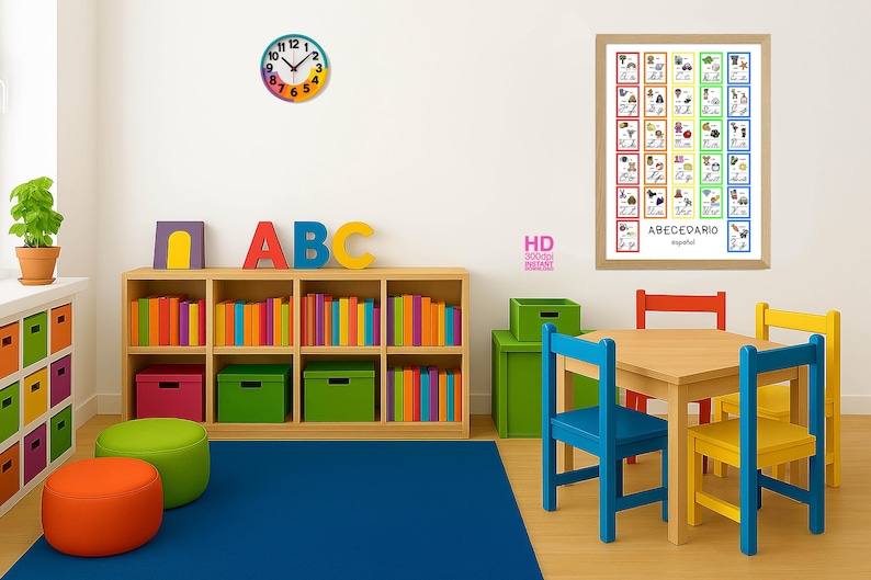 Spanish Alphabet Poster for Kids | Printable Cursive Alphabet for ...