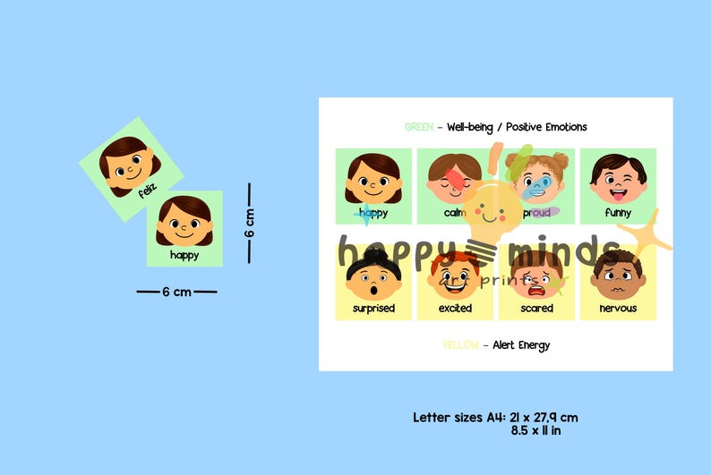 Bilingual Emotions Memory Game Printable | English Spanish Feelings ...