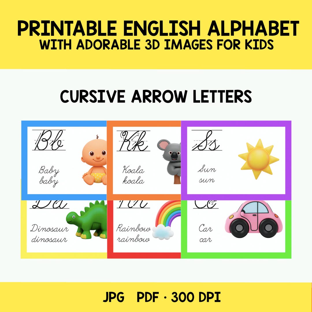 Printable Cursive Alphabet Flashcards for Kids | A-Z Script Letters ...