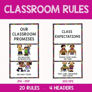 Printable Classroom Rules Posters in English Only | Positive Behavior ...