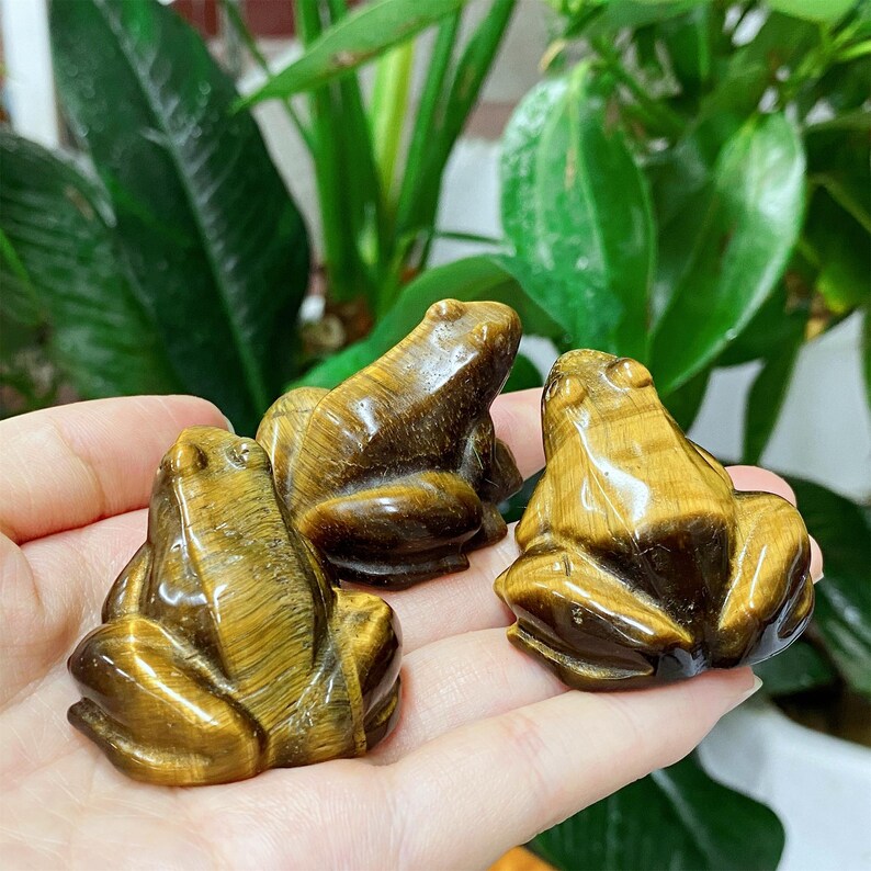 Tiger's Eye Jade Frog: Hand-carved Crystal Animal, Reiki Healing - Etsy