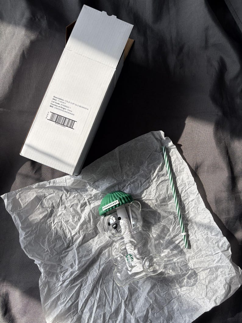 Authentic 20oz Starbucks 2025 Bearista BEAR Glass Jar Cold Cup Tumbler ...