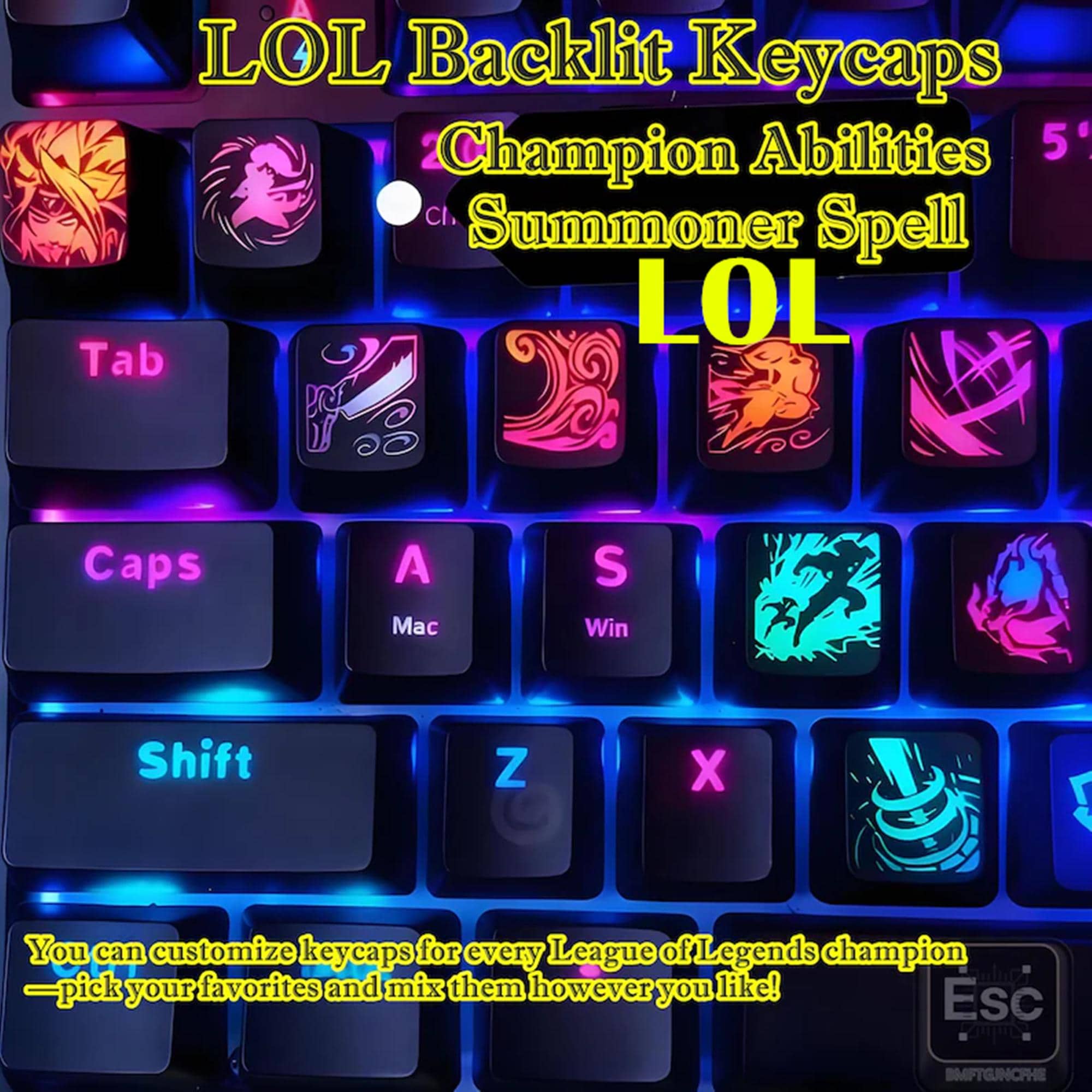 League of Legends Backlit Keycaps: Champion Abilities, Summoner Spells ...
