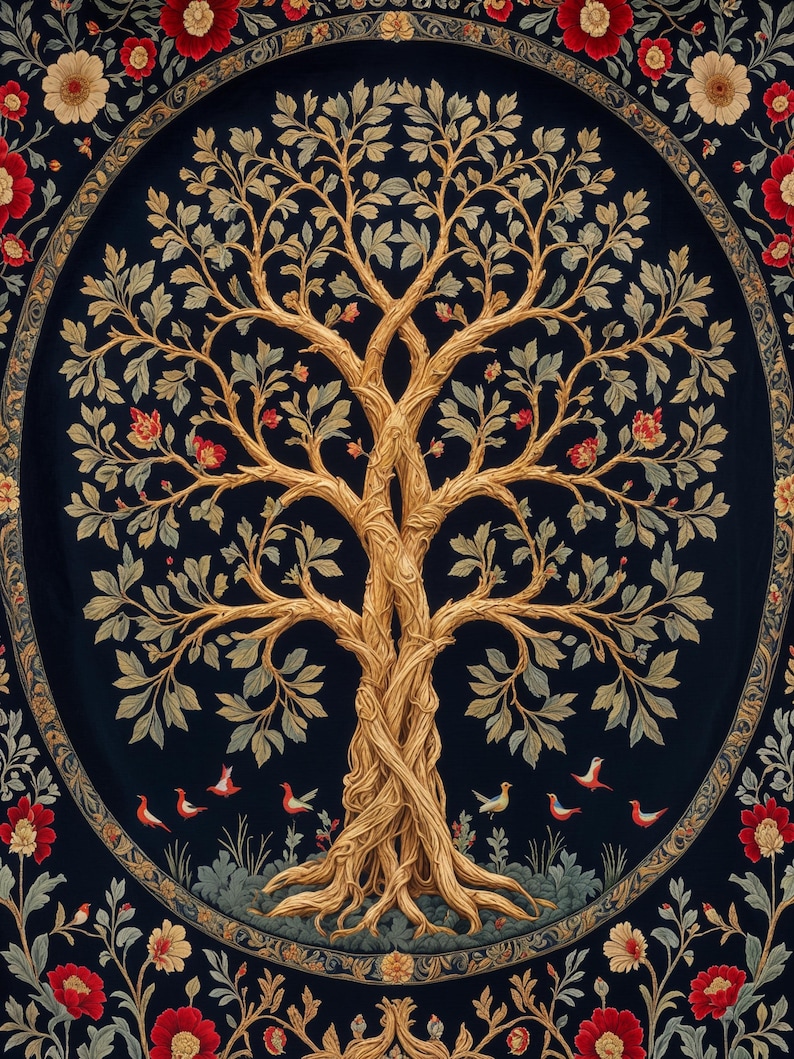 Medieval Tree of Life Tapestry Art, Botanical Poster (digital Download ...