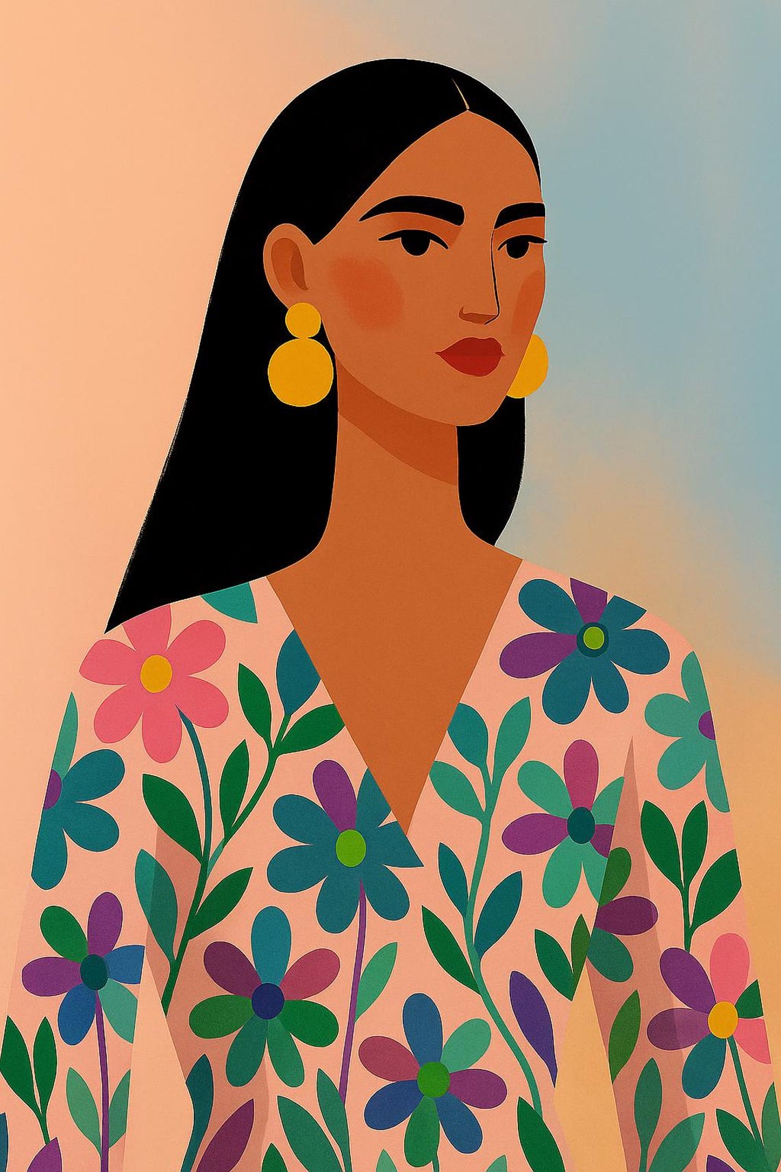 Long Neck Women – Modern Portrait Art Set - Etsy