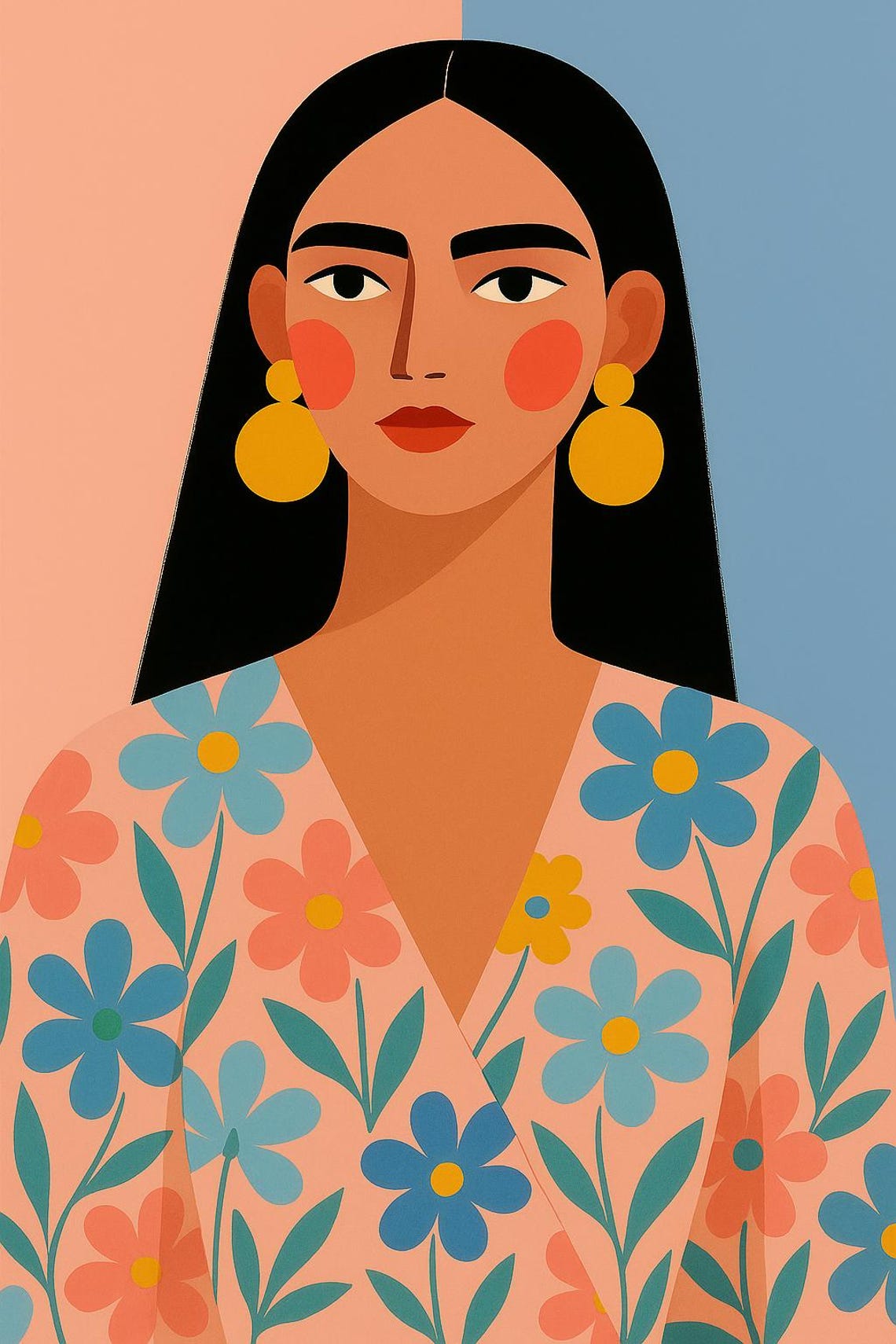 Long Neck Women – Modern Portrait Art Set - Etsy