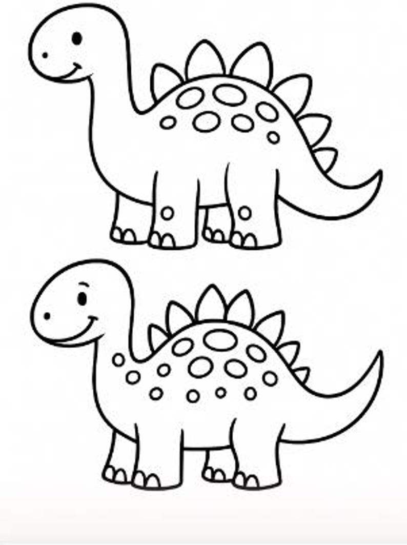 Cute Dinosaur Coloring Pages Set | Printable Dino Coloring Book | A4 ...