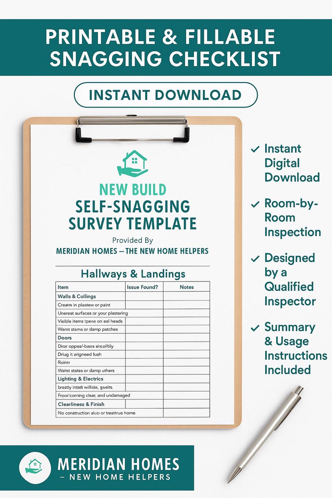 New Build Snagging Survey Template – Printable New Home Inspection ...