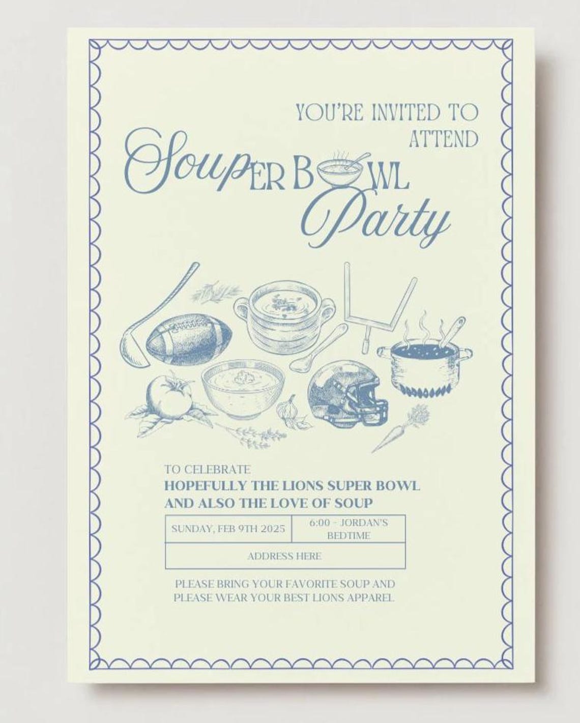 Souper Bowl Party Invitation Template - Editable Digital Download - Etsy