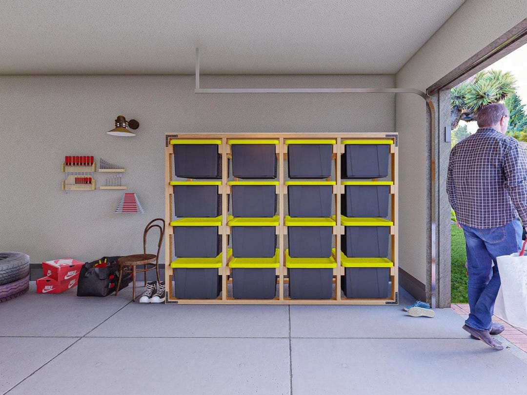 DIY Tote Storage Rack Plan | 4x4 16-unit for 27 Gallon Totes | PDF ...