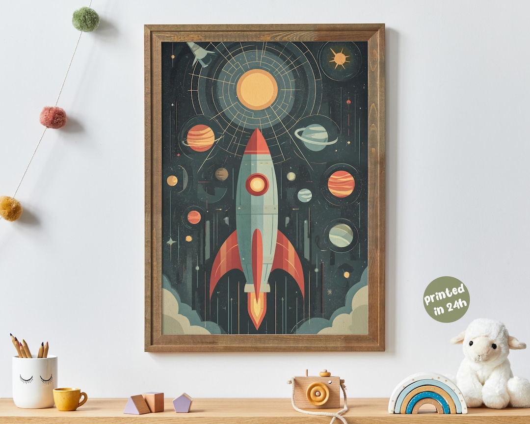 Retro Rocket Poster I Vintage Space Wall Art I Sci-fi Print I Rocket ...