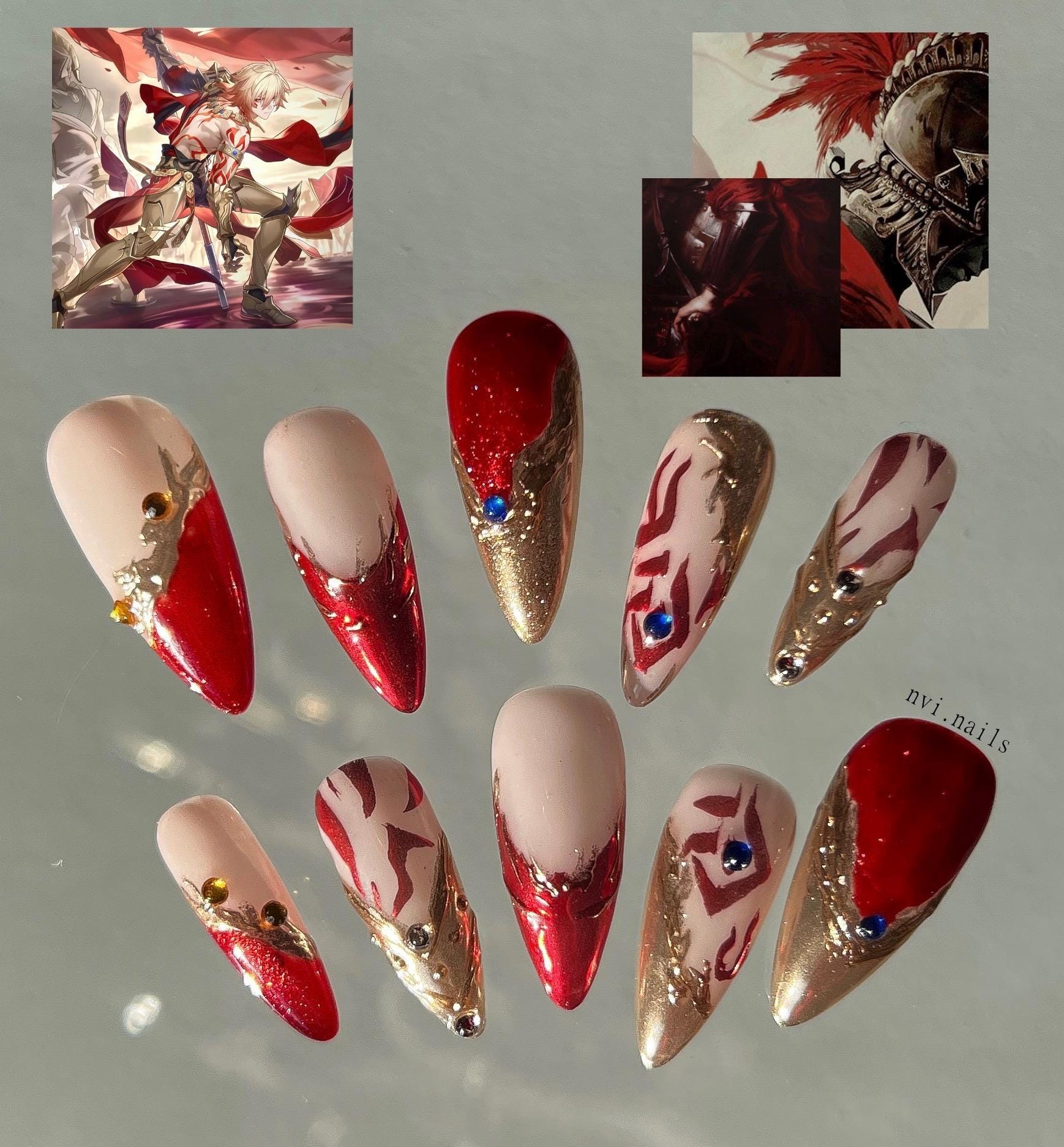 Mydei Honkai Star Rail Press on Nails | Medium Stiletto | Handmade Gel ...