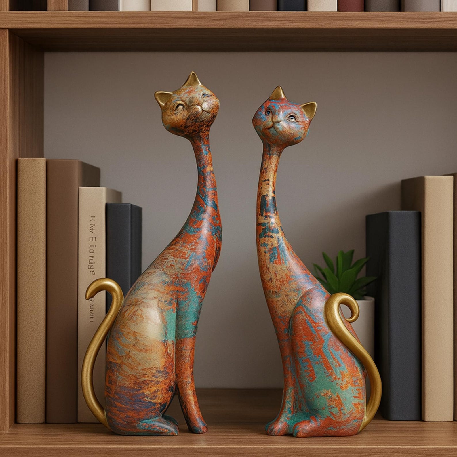 Graffiti Cat Sculpture Colorful Resin Figurine | Abstract Cat Statue ...