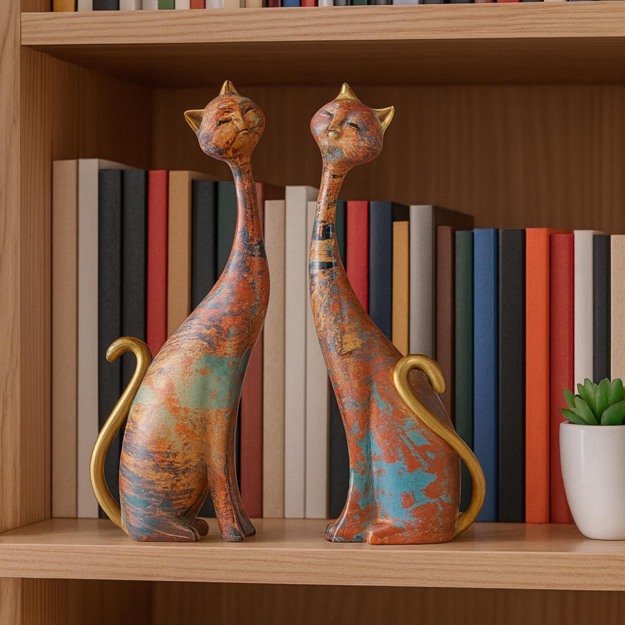 Graffiti Cat Sculpture Colorful Resin Figurine | Abstract Cat Statue ...