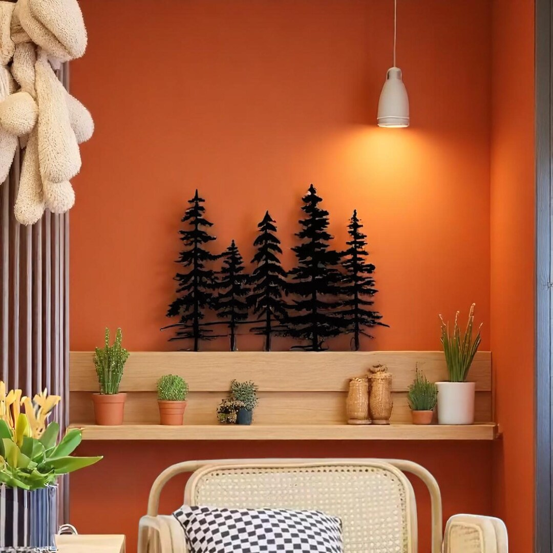 Forest Metal Wall Art – Wrought Iron Tree Decor for Living Room ...