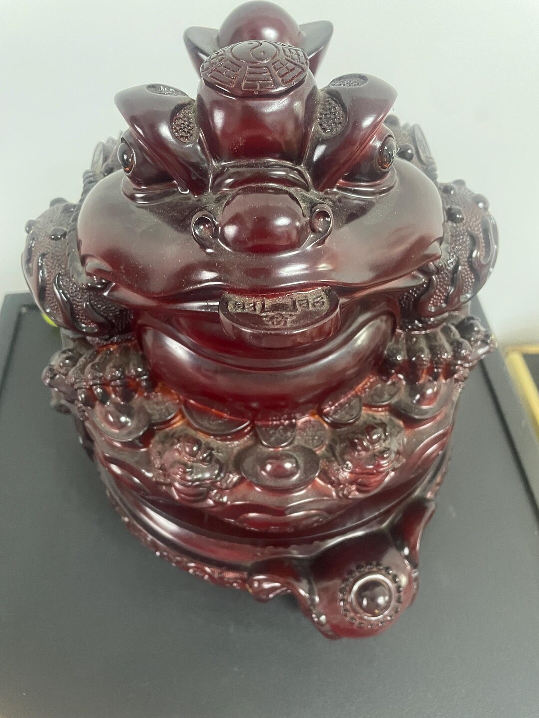 Exquisite Dark Red Feng Shui Money Toad Statue – Wealth Prosperity ...
