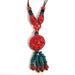 Big Red Disc Handmade Ceramic Necklace - Adjustable Vintage Style Boho ...