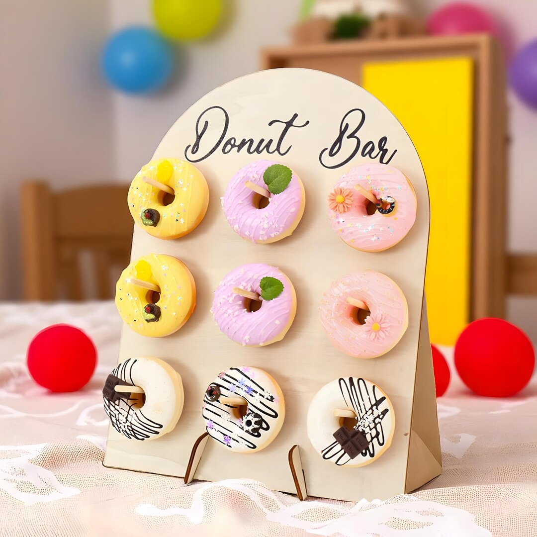 Donut Bar Display Stand – Wooden Doughnut Wall for Parties, Baby ...