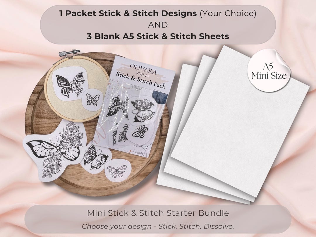 Embroidery Starter Kit – Stick and Stitch Designs + Blank A5 Sheets - Etsy