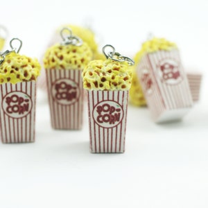 Popcorn Charm, Food Jewelry, Miniature Food, Polymer Clay Food, Popcorn ...