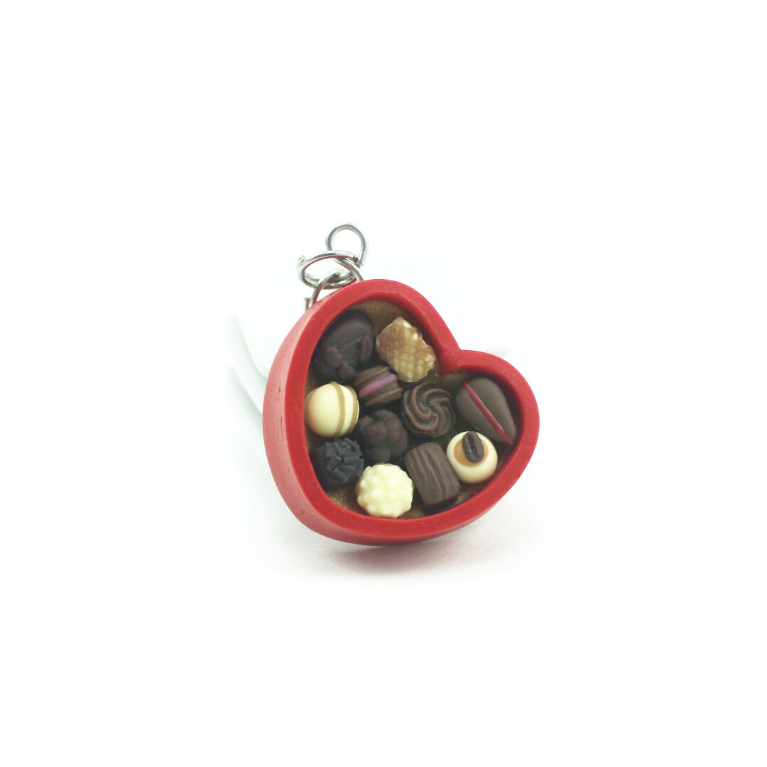 Miniature Chocolate Box Charm: Heart-shaped Food Jewelry, Stitch Marker ...