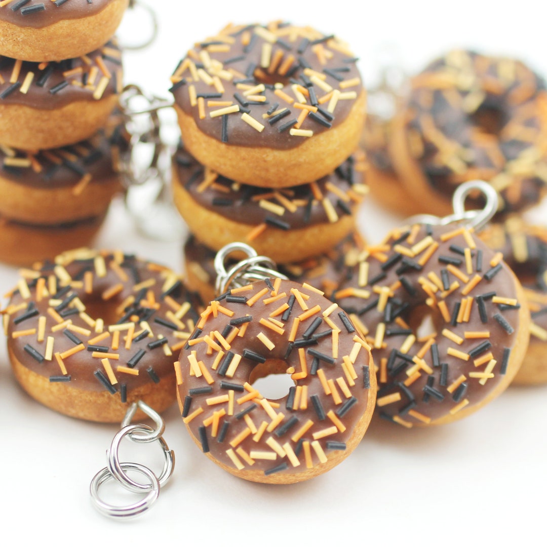 Food Jewelry, Donut Charm, Miniature Food, Knitting Notions, Polymer ...