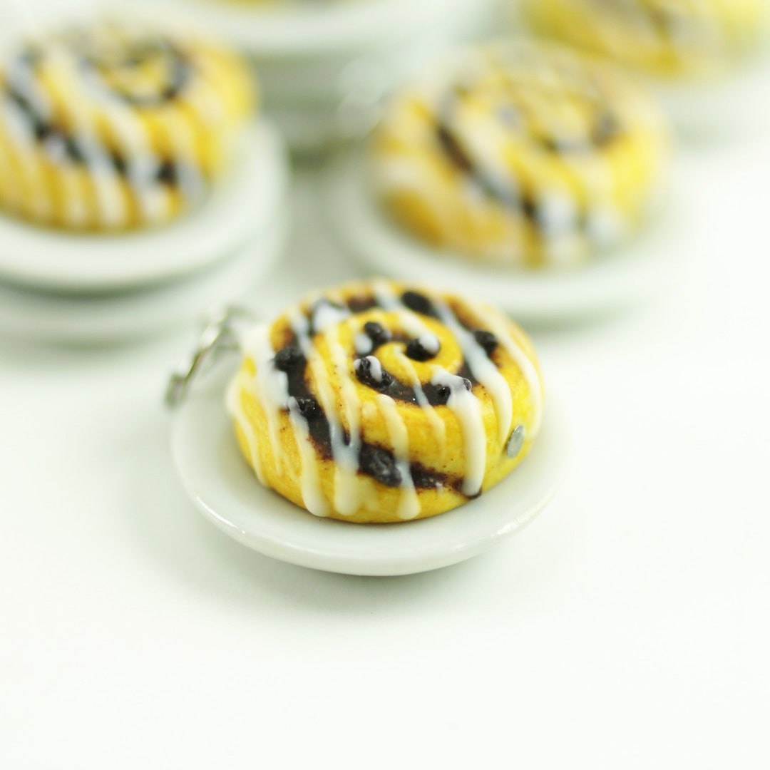 Food Jewelry, Pastry Charm, Cinnamon Danish, Polymer Clay Food ...