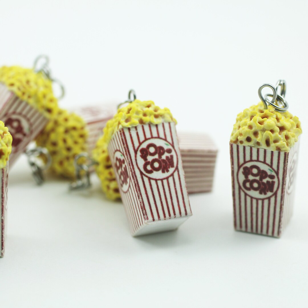 Popcorn Charm, Food Jewelry, Miniature Food, Polymer Clay Food, Popcorn ...