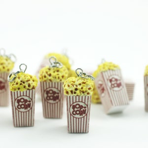 Popcorn Charm, Food Jewelry, Miniature Food, Polymer Clay Food, Popcorn ...