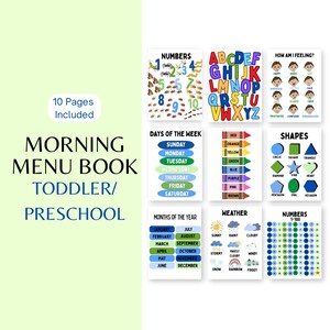 Toddler Morning Menu Book Printable | Preschool Learning Binder | Abcs ...