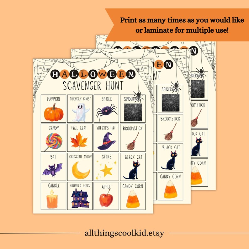 Printable Halloween Scavenger Hunt Game | Fall Kids Activity | Trick or ...