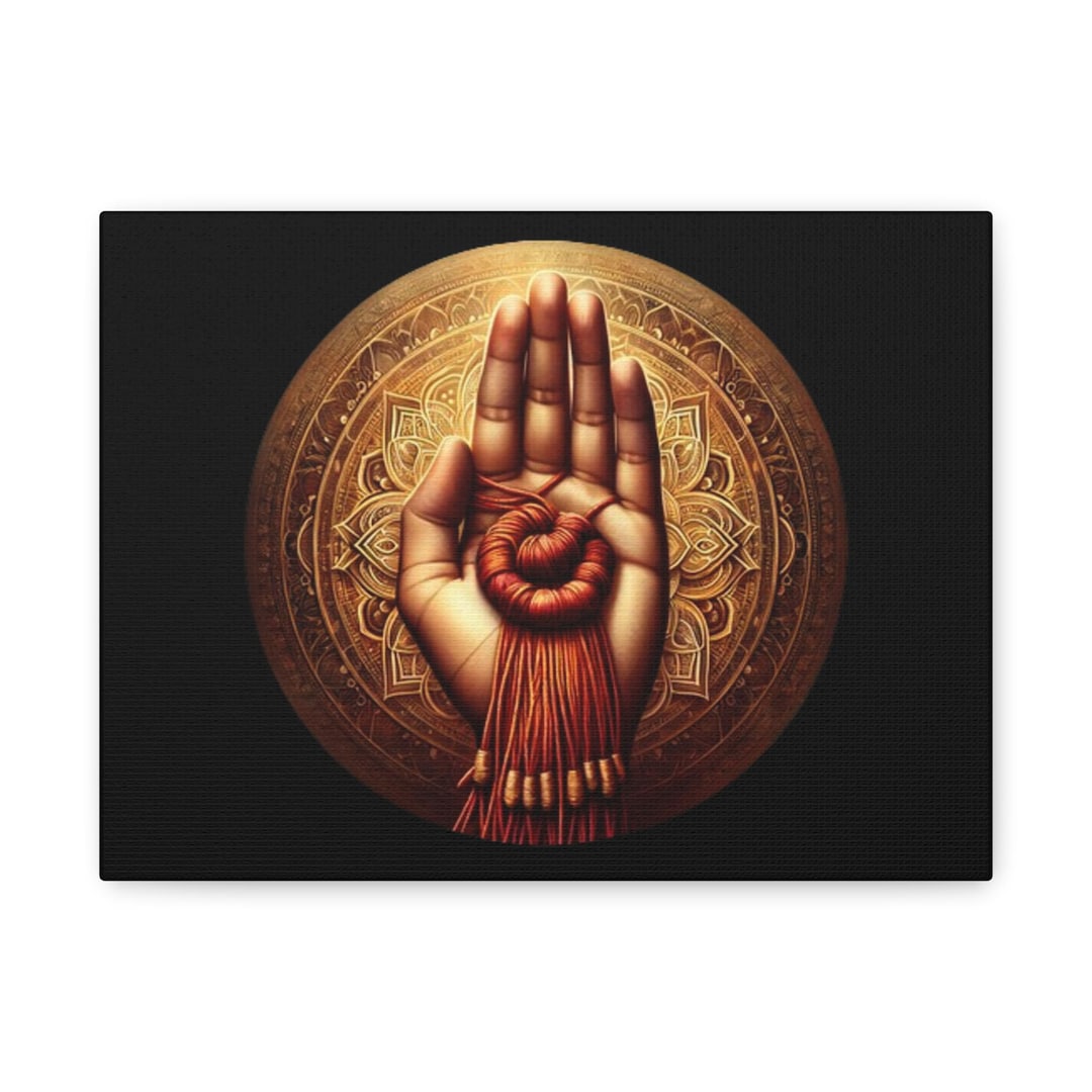 Canvas Art, Blessing Mudra Hand Print, Hindu Sacred Thread Mandala ...