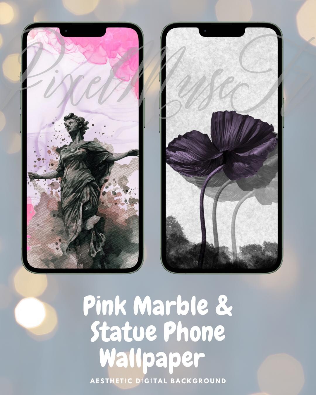 Pink Marble & Statue Phone Wallpaper – Aesthetic Digital Background ...