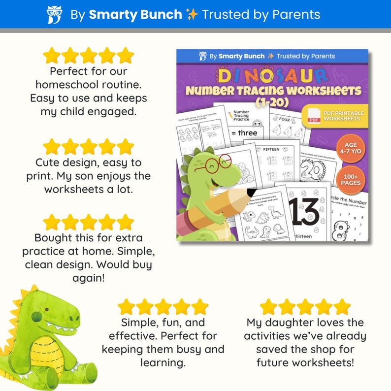 Number Tracing Worksheets for Preschool and Kindergarten, 0-20 ...