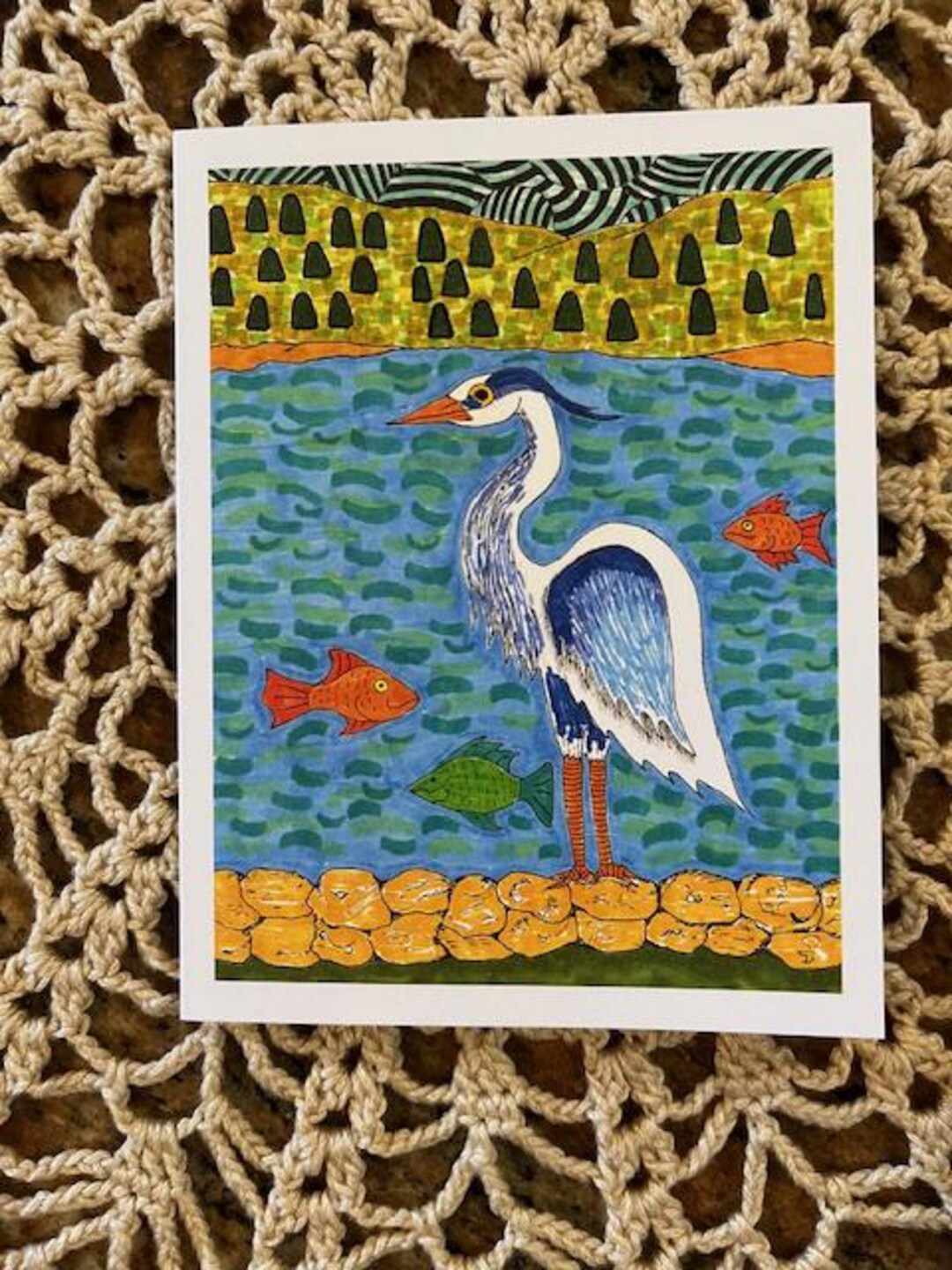 Blue Heron Card - Etsy