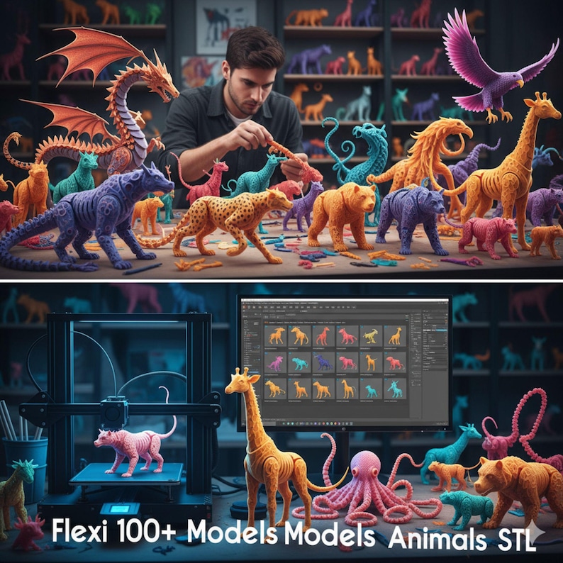 100+ Articulated Flexi Mini Animals, Flexi 3D Print Models, 3D Print ...