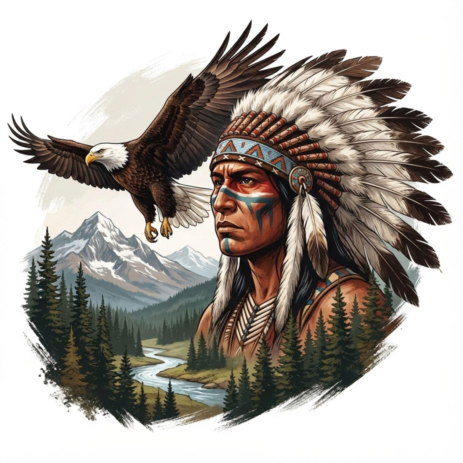 Native American Chief Clipart PNG, PNG Instant Download, Commercial Use ...