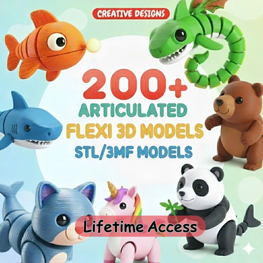 200+ Articulated Flexi Mini Animals, Flexi 3D Print Models, 3D Print ...