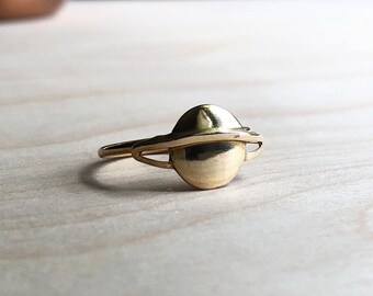 Saturn Silver and Gold Ring, Universe Ring, Circle Ring, Sterling ...