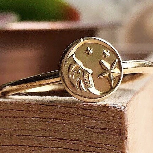 Moon Face Ring in Sterling Silver - Etsy