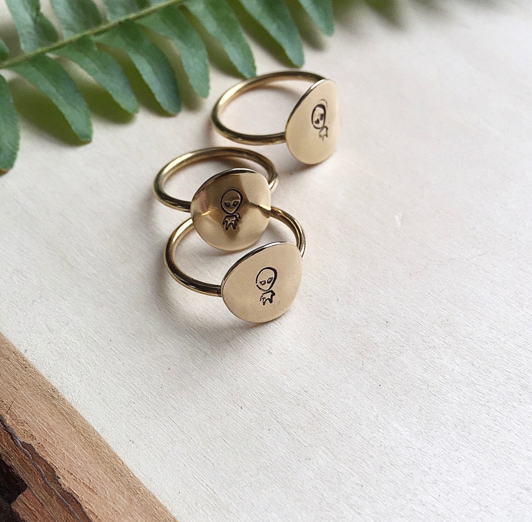 Alien Ring Alien Jewelry Extraterrestrial Stamped Brass Ring Outer ...