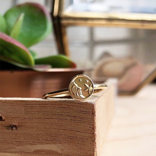 Moon Face Ring in Sterling Silver - Etsy