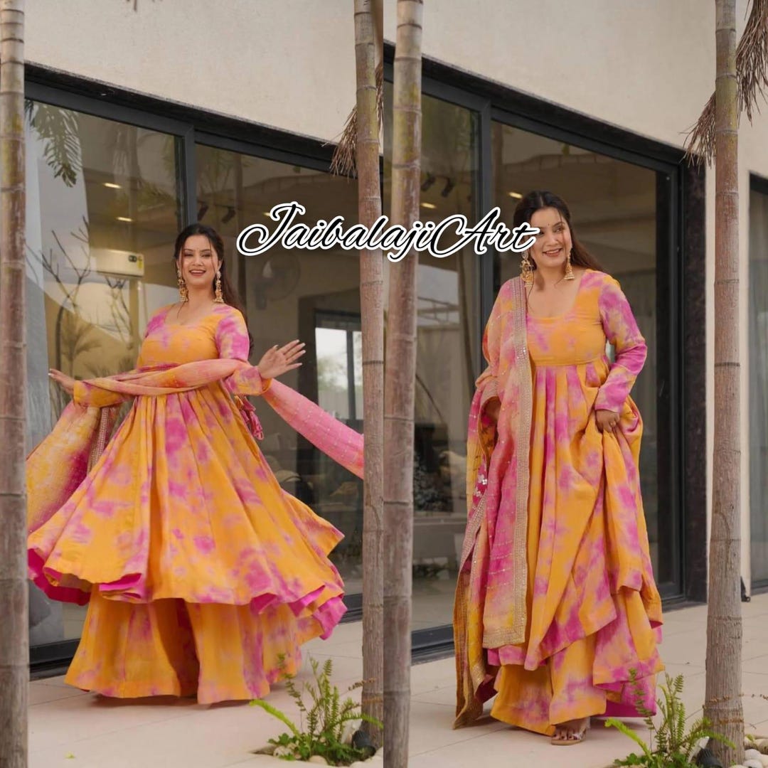 Indian Designer Long Kurti Anarkali Partywear Flared Gown Weeding Wear ...