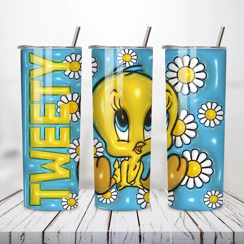 Tweety Bird 20oz Inflated Skinny Tumbler PNG, Dlsney Dog Cartoon 20oz ...